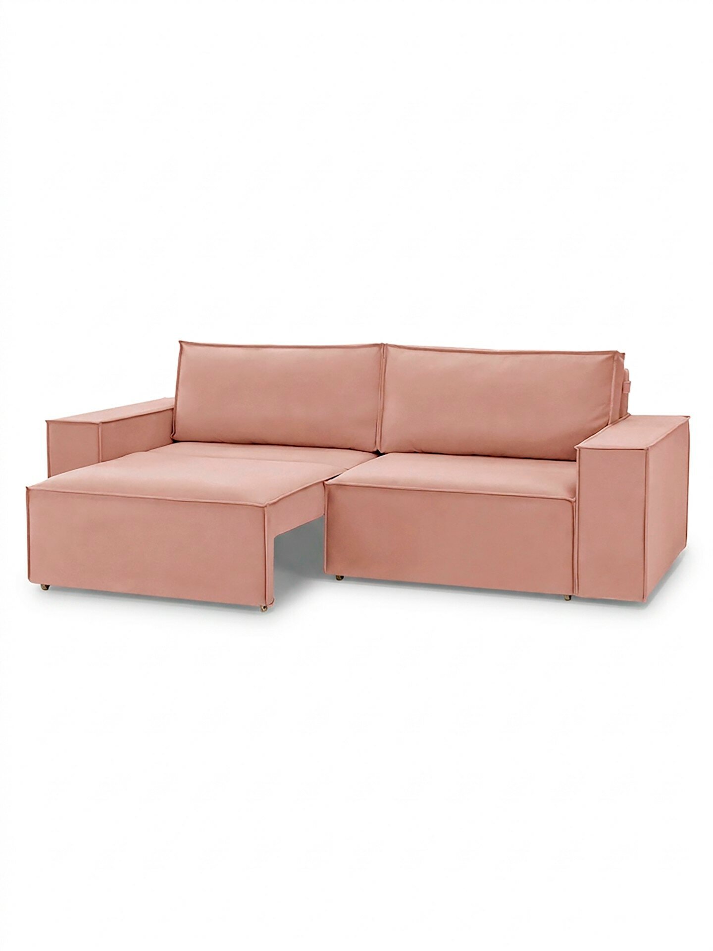 Диван Софт 2 Vivaldi 27 FM 240x94x80 см, розовый Велюр, еврокнижка Фиеста — фото 1