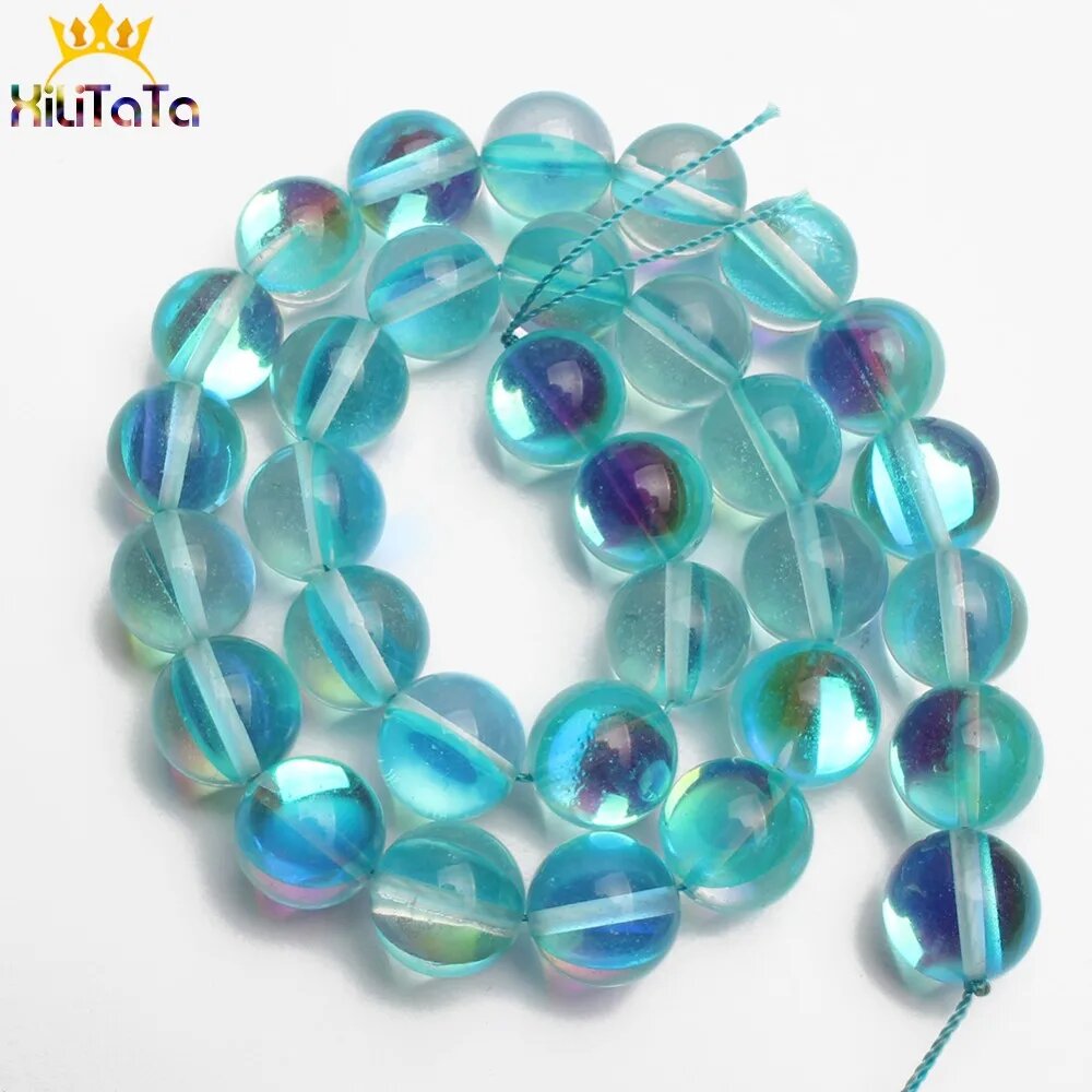 Бусины стеклянные с блестками Xilitata 6 8 10 мм 8mm (approx 46pcs), Smooth Blue