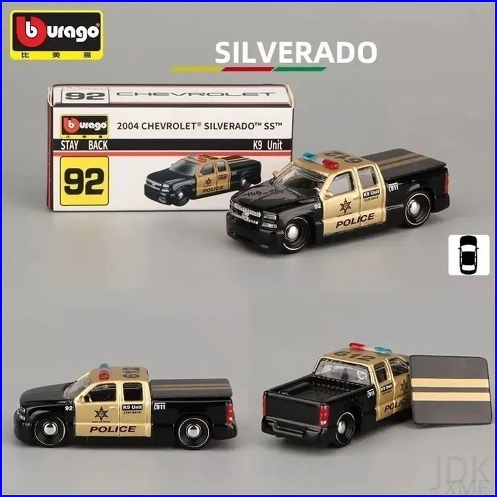 Эксклюзивная коллекционная модель Chevrolet Silverado SS 2004 в масштабе 1:64, лицензионная полицейская машинка из металла