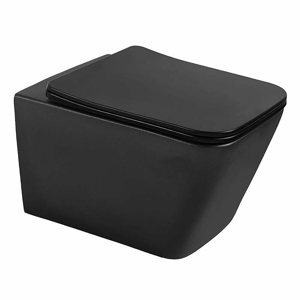 Унитаз подвесной Azario Dezi Black AZ-W05-SB цвет Черный матовый с сиденьем Микролифт