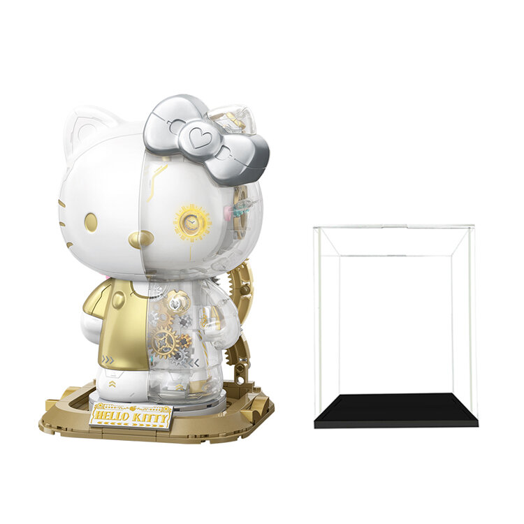 Конструктор унисекс TOP TOY x Sanrio Hello Kitty TC2045, Hello Kitty Pearl White Gold Large Size+Display Case, 400 деталей