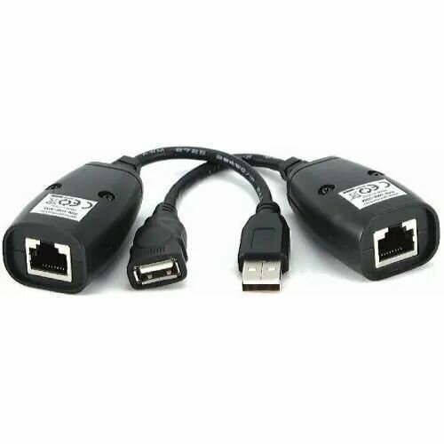 USB удлинитель по витой паре до 45 метров активный кабель USB 2.0 Type-A для подключения принтера, сканера, камеры на большом расстоянии без потери сигнала