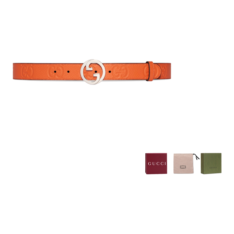 GUCCI Blondie Кожаные ремни Женские Апельсин Ширина корпуса 3 см 90