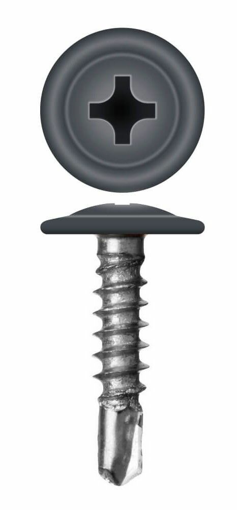 Саморез с ПШ, сверло цинк 4,2х16 RAL 7024, 100шт