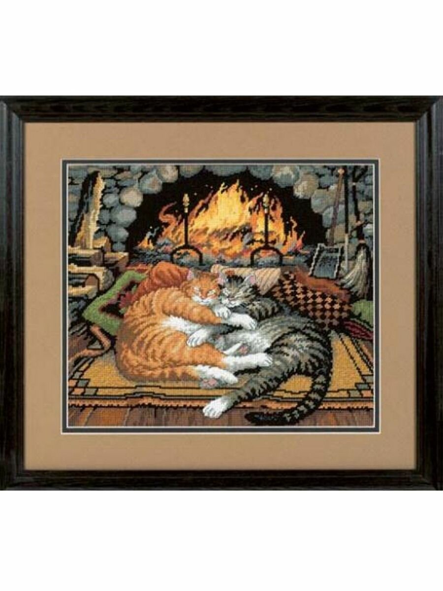 Nнтернет магазин наборов для вышивания Amishop "Две кошки спят" DIY, 36 x 30 см, 28 цветов, 16CT Aida, 223 x 191 стежка
