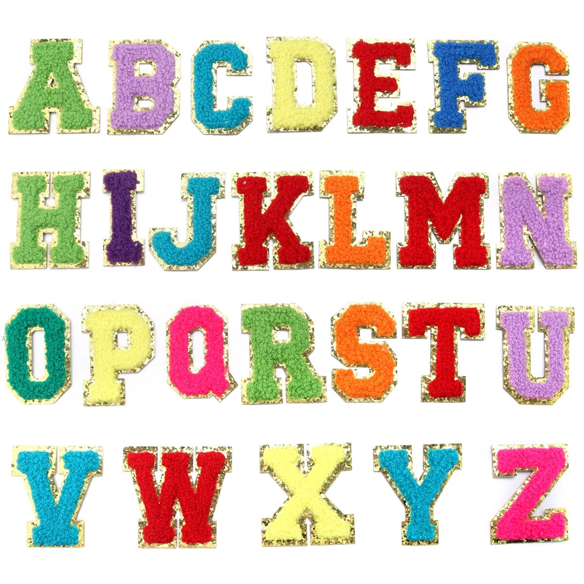 26 шт. цветных вышитых английских букв A-Z для одежды, термоаппликации, нашивки, аппликации на ткань, вышивка, пришивание