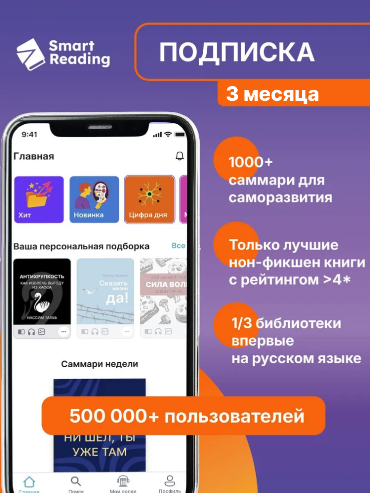 Книги в кратком изложении по тематике бизнес, инвестиции, личное развитие от Smart Reading, подписка на 3 месяца