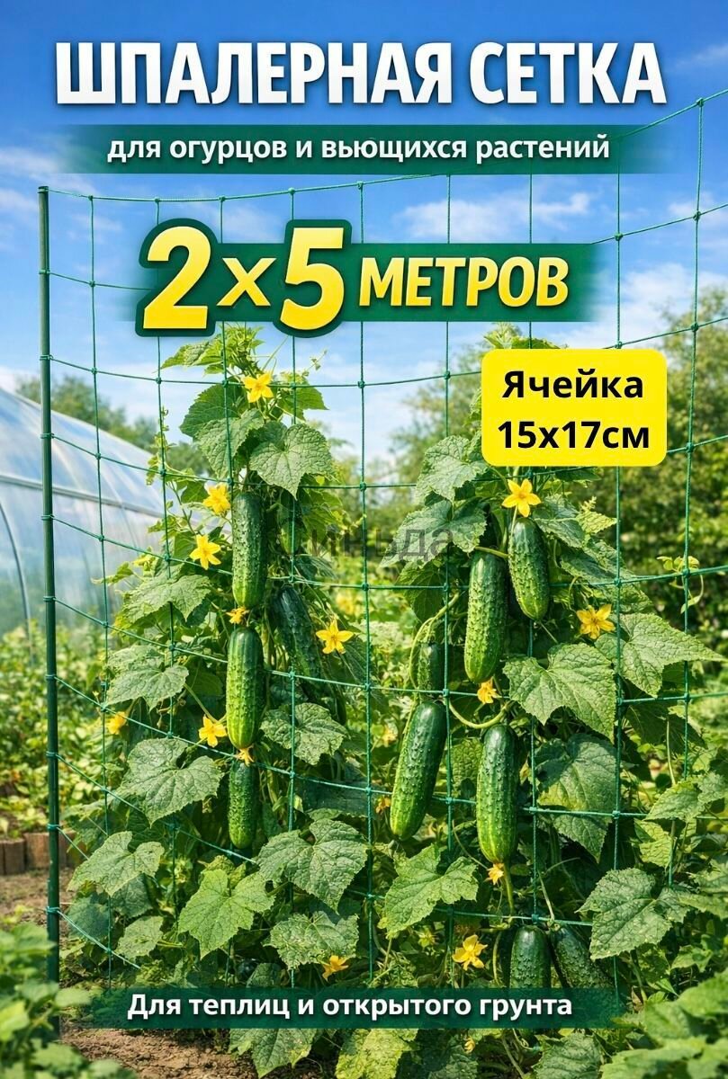 Сетка садовая шпалерная, Пластик,5х2м