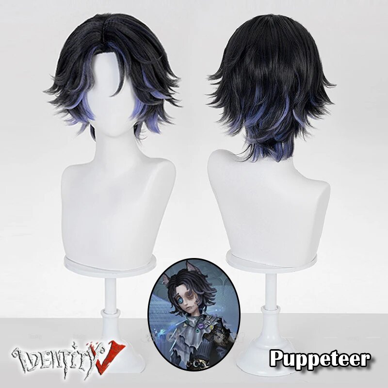 Косплей парик Identity V Puppeteer Matthias Czernin синий черный