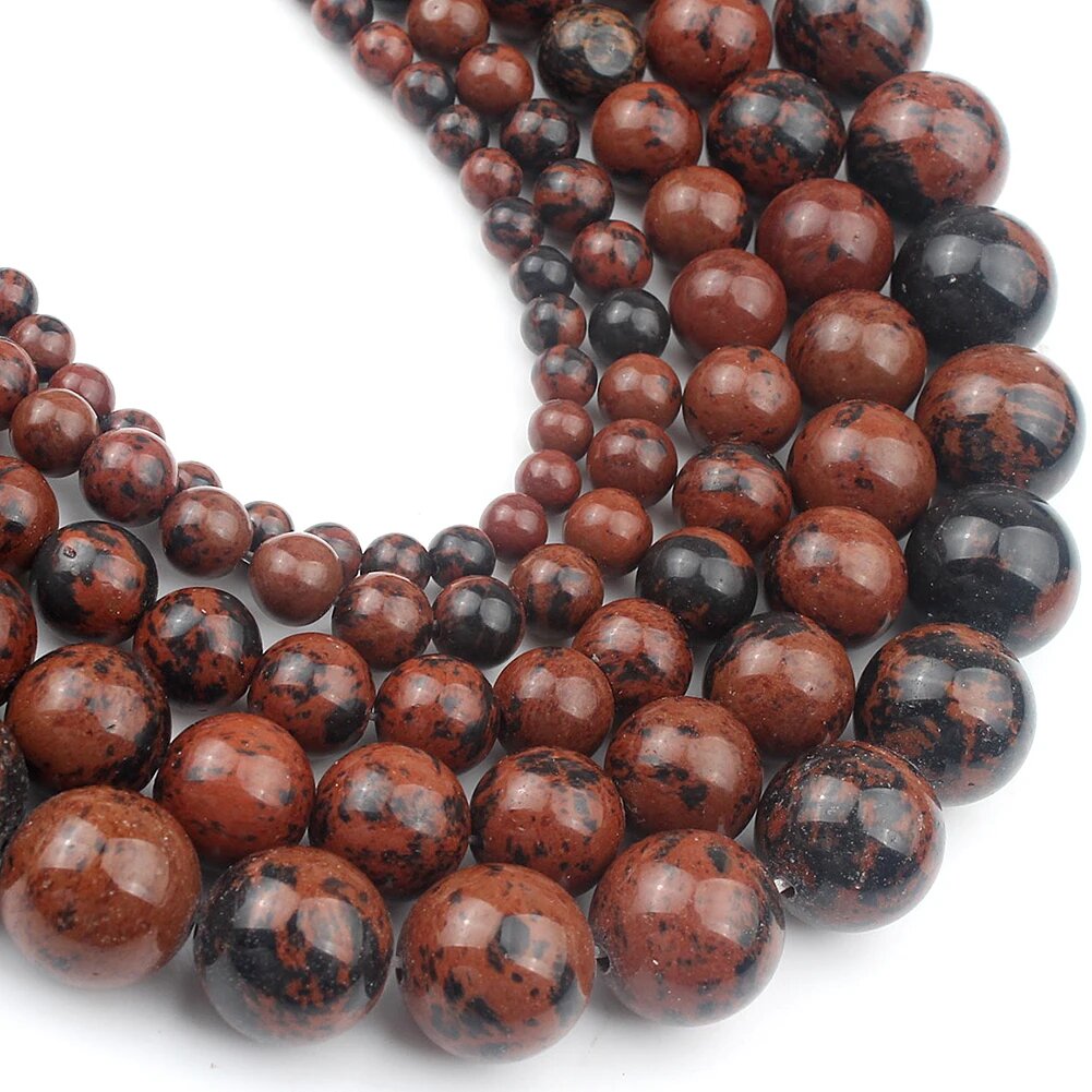 Бусины из яшмы коричневой зебры GMB724 12mm 30pcs beads, mahogany obsidian