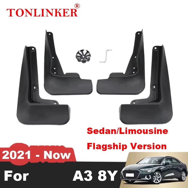 Брызговики TONLINKER для A3 8Y 2021-2023 Sportback/Sedan, комплект из 4 шт. 4 Pcs Black C
