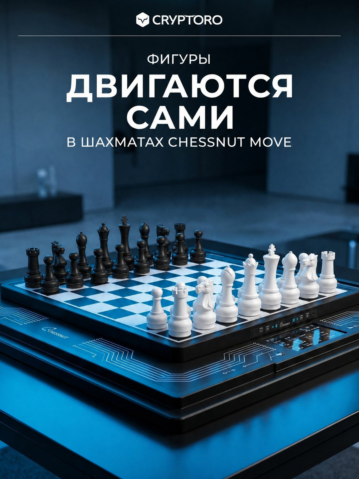 Двигающиеся шахматы Chessnut Move с искусственным интеллектом (Plastic Pieces)