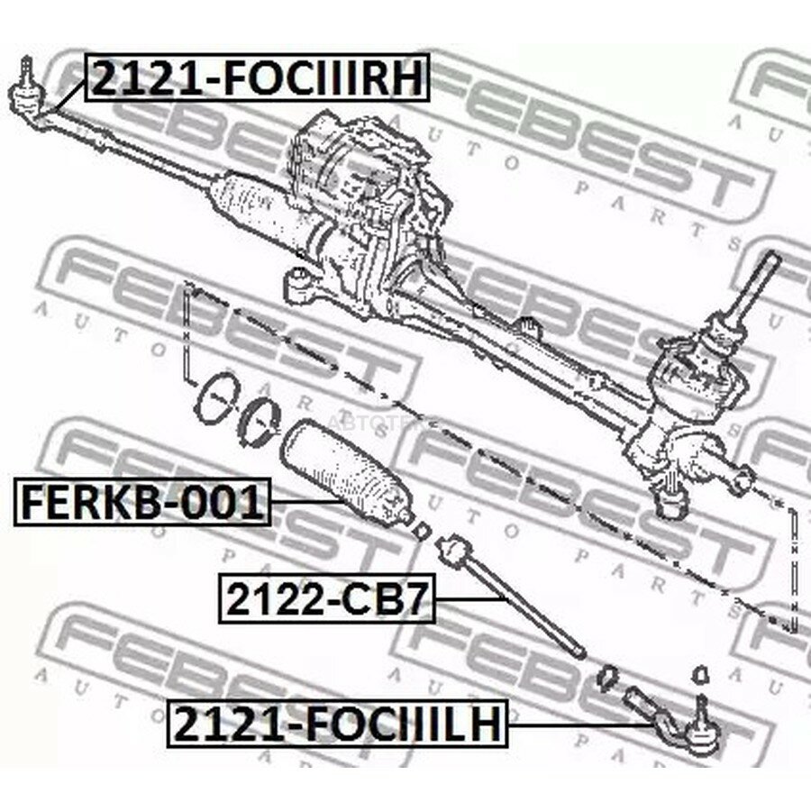 Тяга рулевая FORD FOCUS/C-MAX/KUGA/VOLVO S40/C30 07- лев/прав.(без наконечника) FEBEST 2122CB7