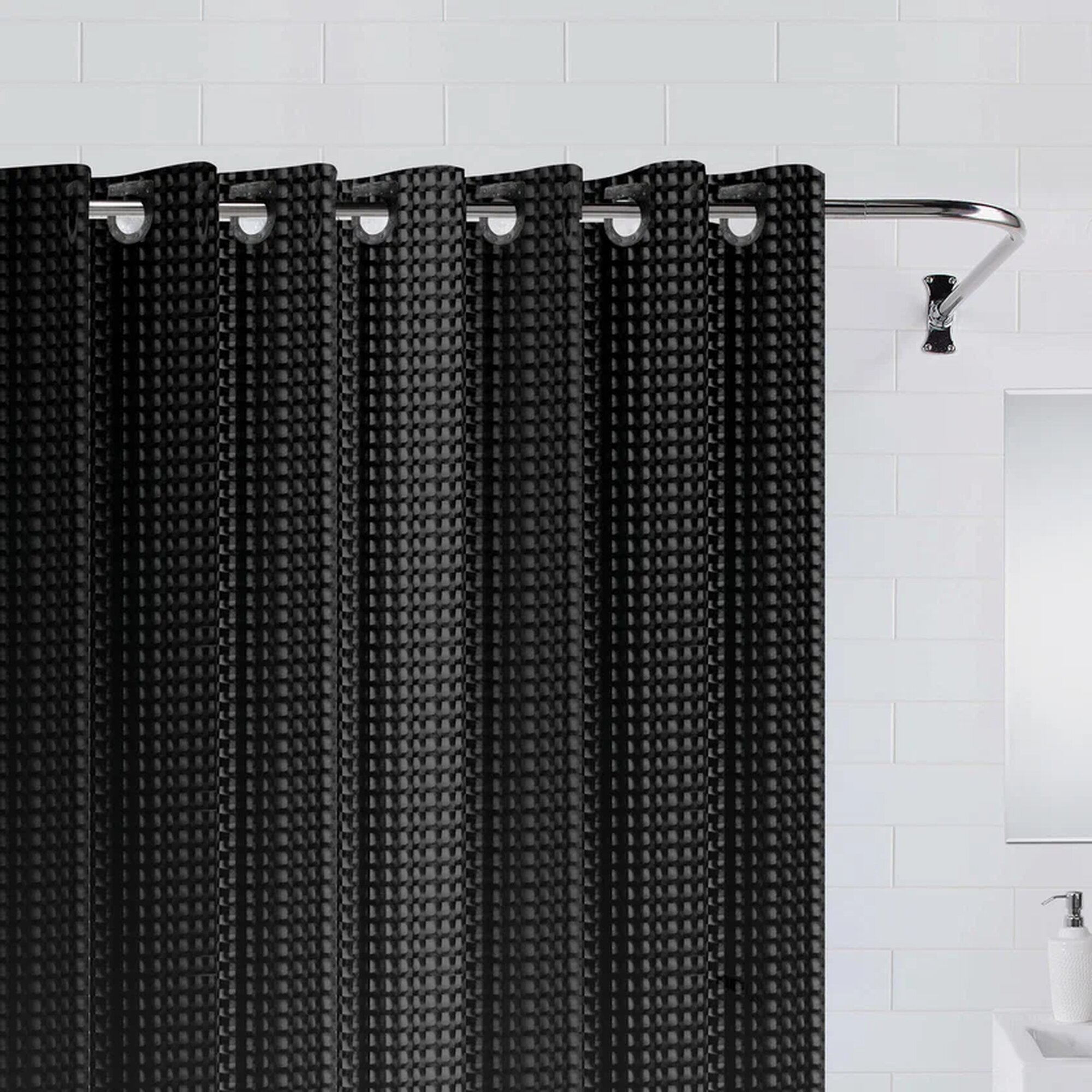Штора для ванной 180х200 3D с люверсами BathPlus NFD-3D-black