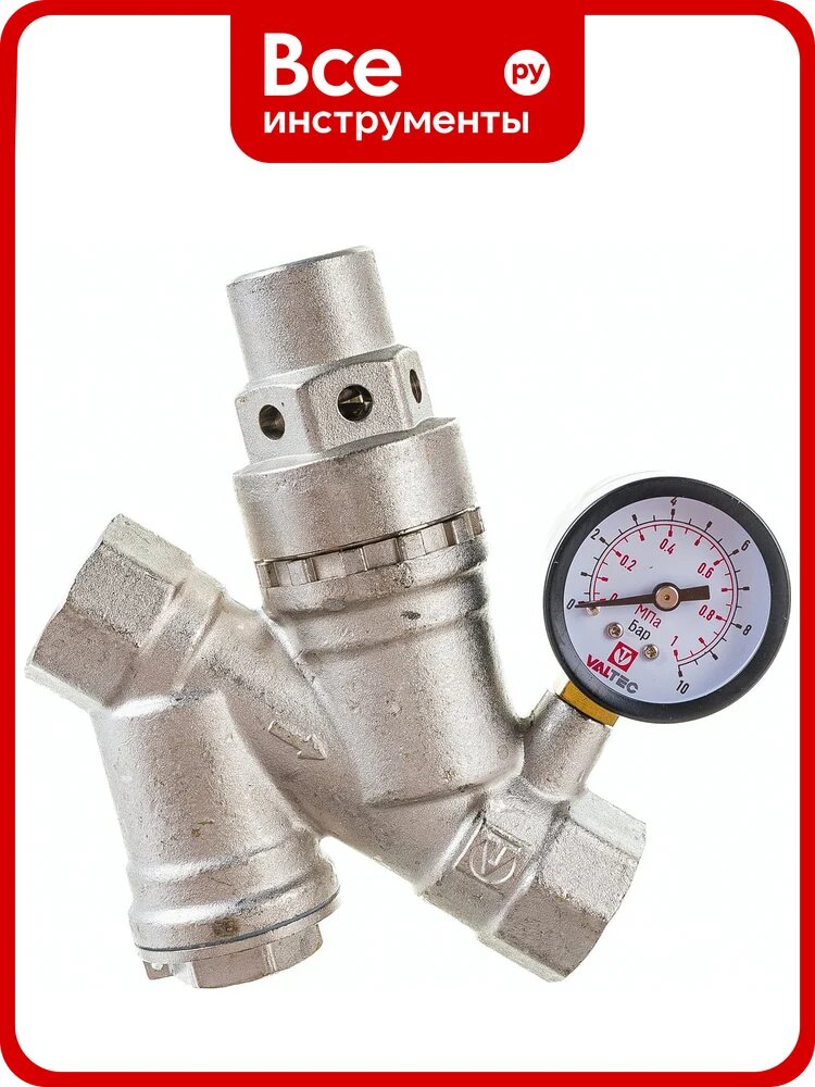 Редуктор давления Valtec с фильтром и манометром 3/4 " 2-5 бар VT.082. N.05