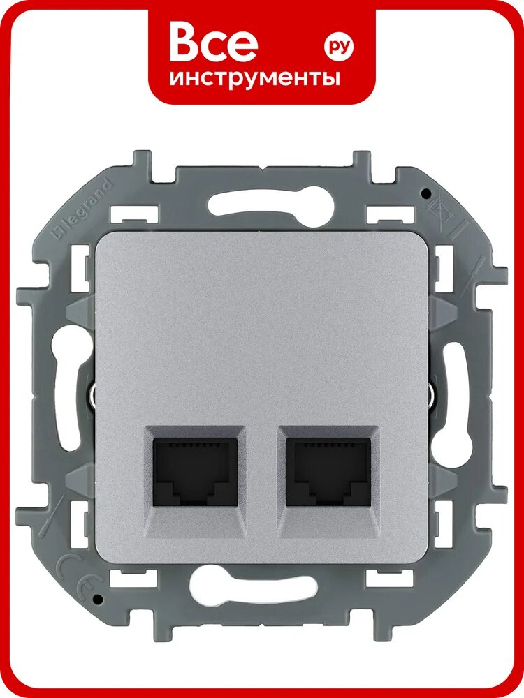 Розетка Legrand компьютерная двойная RJ45 категория 6 UTP Legrand Inspiria алюминий