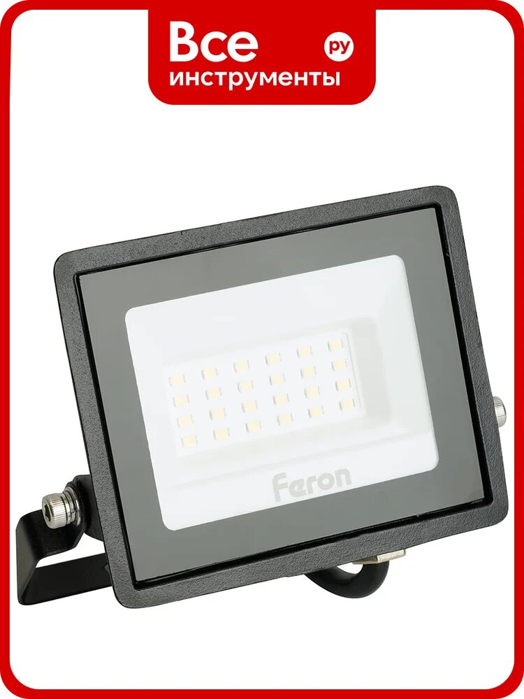 Светодиодный прожектор FERON 2835 SMD 30W 6400K IP65 AC220V/50Hz, черный с матовым стеклом LL-920 32101