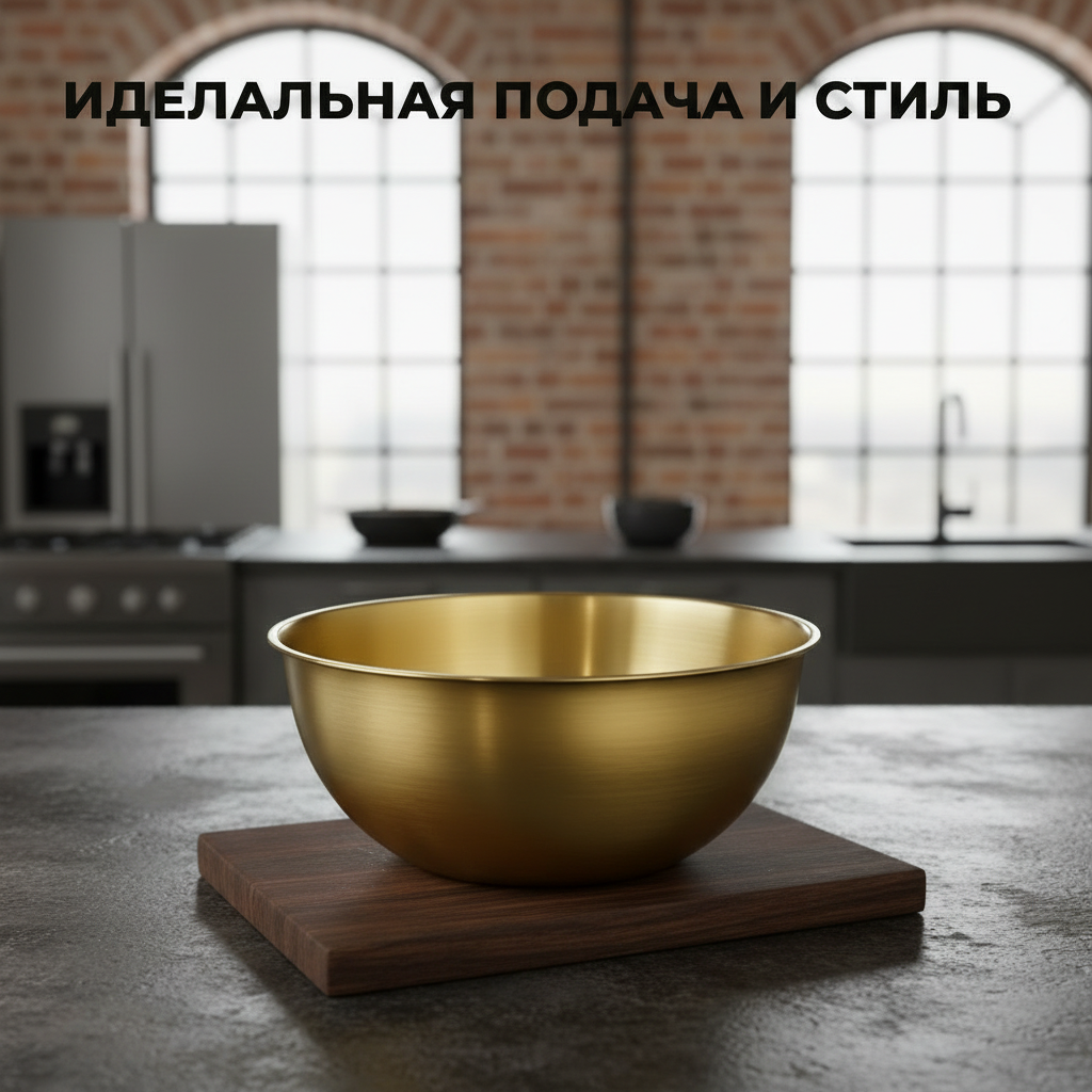 Золотые блестящие миски Shiny Kitchen 2.5 литра 4 шт