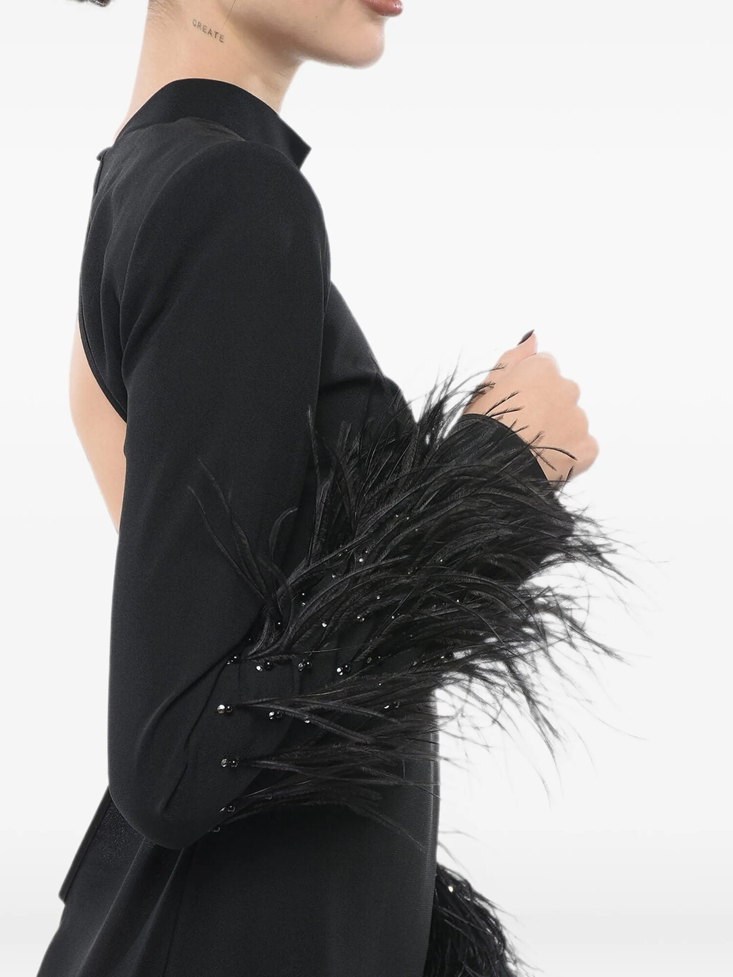 Платье La Semaine Feather-trim open-back mini dress, размер 38 — фото 1