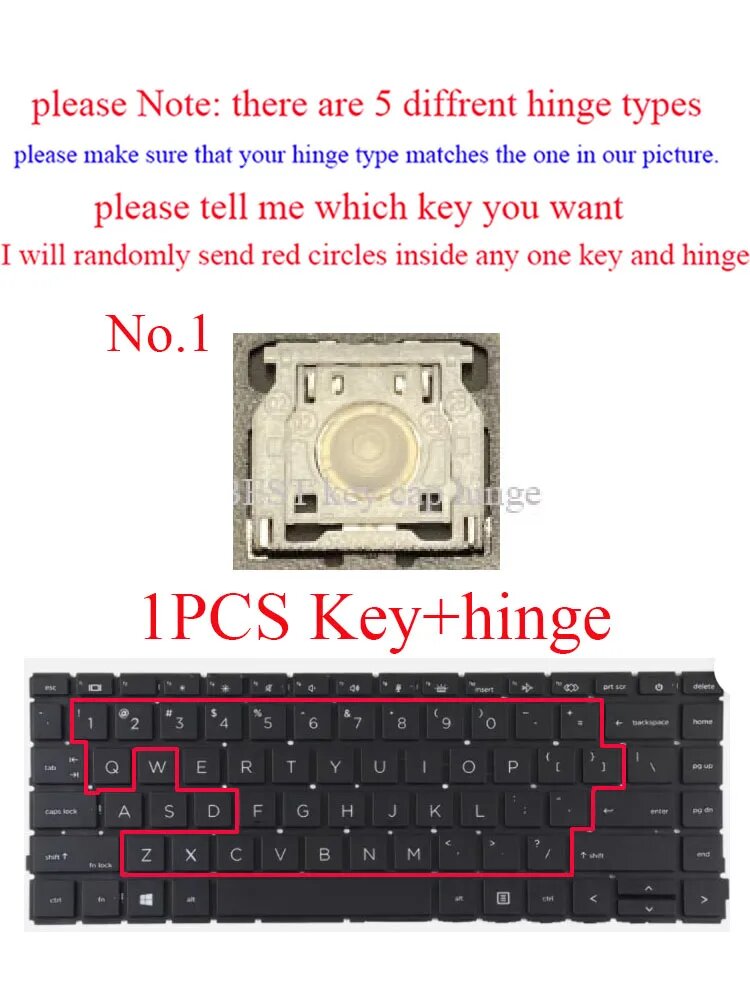 Петли для клавиатуры SNQP белые для HP ProBook 645 640 G8 440 445 G8 G9 G10, No.1 1 Key and hinge