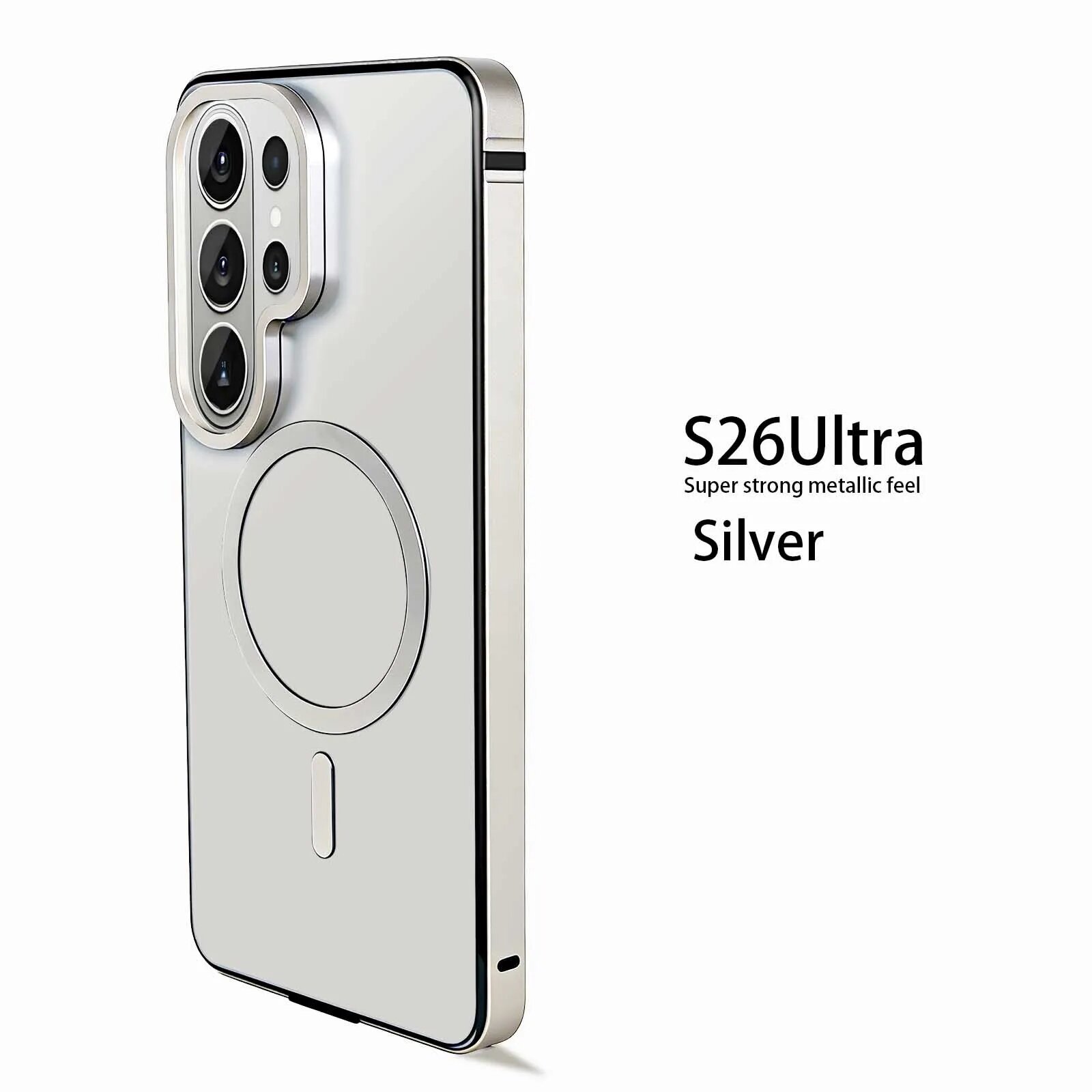 Алюминиевый Магнитный Чехол Для Samsung S25 S26 Ultra, Galaxy S25 Ultra, Серебряный, Silver