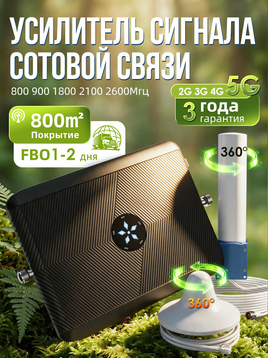 Усилитель сигнала сотовой связи и интернета для телефона, Репитер LTE, 5G,4G, 3G, 2G