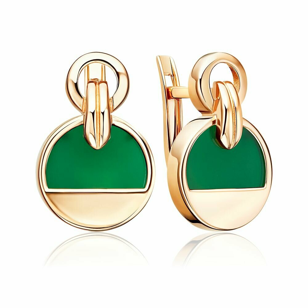 Серьги, красное золото, 585 проба, агат