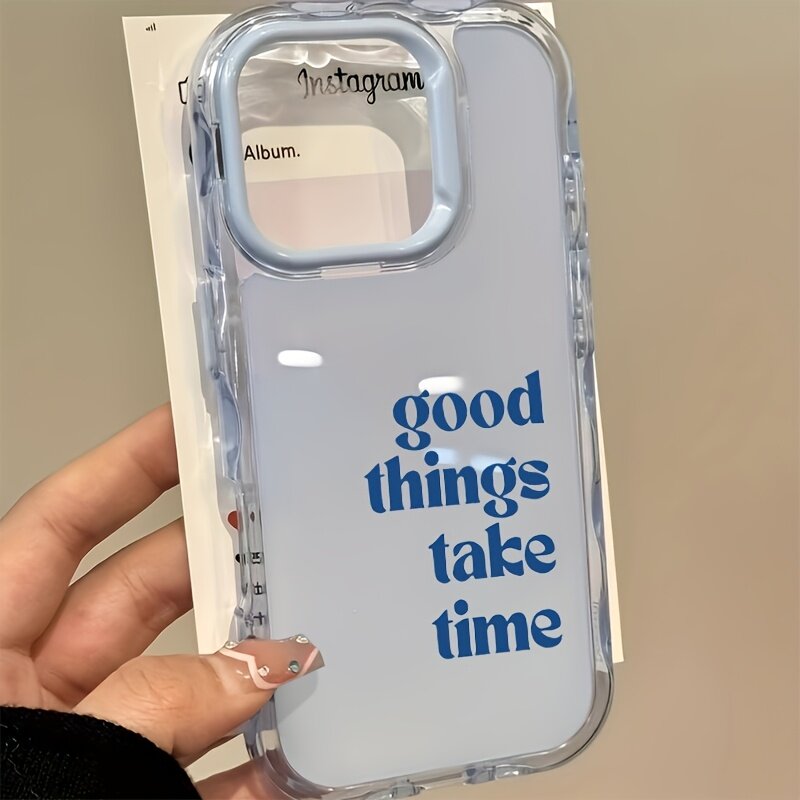 Чехол для iPhone 12, смешанный цвет 1, допамин-желе, с надписью "Beautiful Things Take Time", прочный и грязеотталкивающий