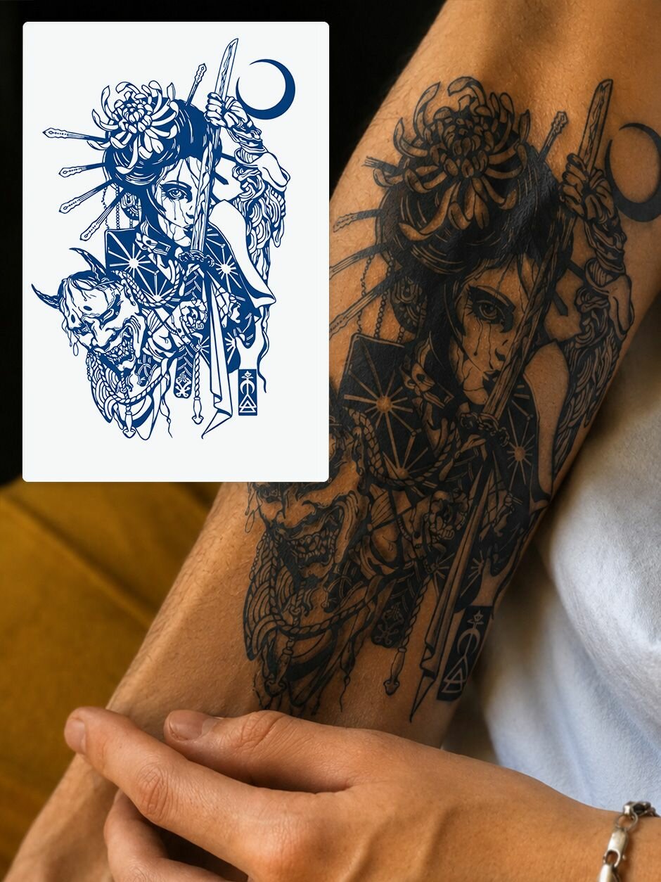 Tattoo'шки Временная тату без пленки 11*18см (темнеет через 24 часа) без пленки 11x18 см темнеет через сутки