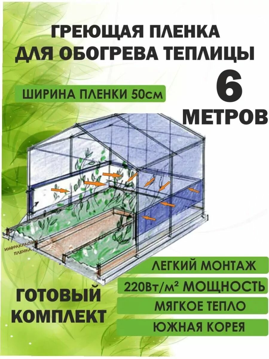 Обогреватель для теплицы ленточный 6 метров