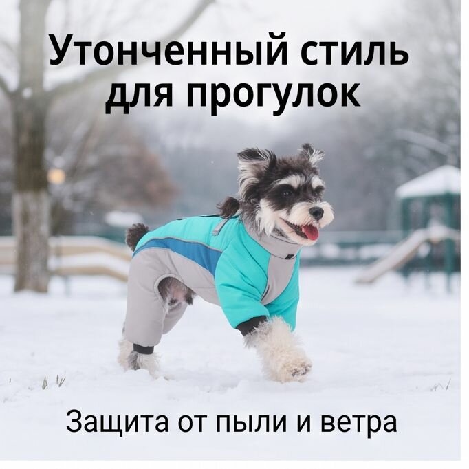 Утеплённый комбинезон на четыре лапы для собак, зимняя куртка с контрастными вставками, водоотталкивающая и ветрозащитная, светоотражающие элементы, размеры SXL для прогулок в снег и мороз