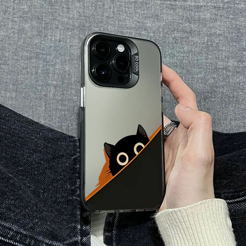 Чехол на Айфон 13/14 / iPhone 13/14 белый с принтом Кот силиконовый удароПрочный