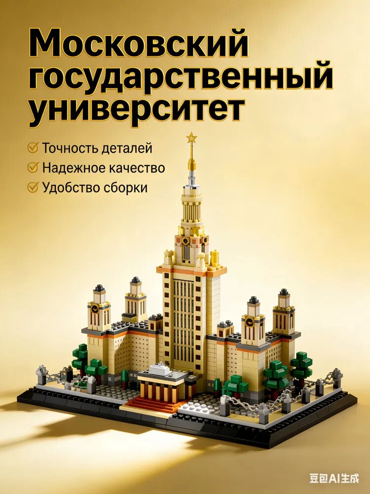 Конструктор WANGE 4227, Москва государственный университет, мелкие детали, 800+ шт, 7-14 лет, развивающая игрушка, подарок