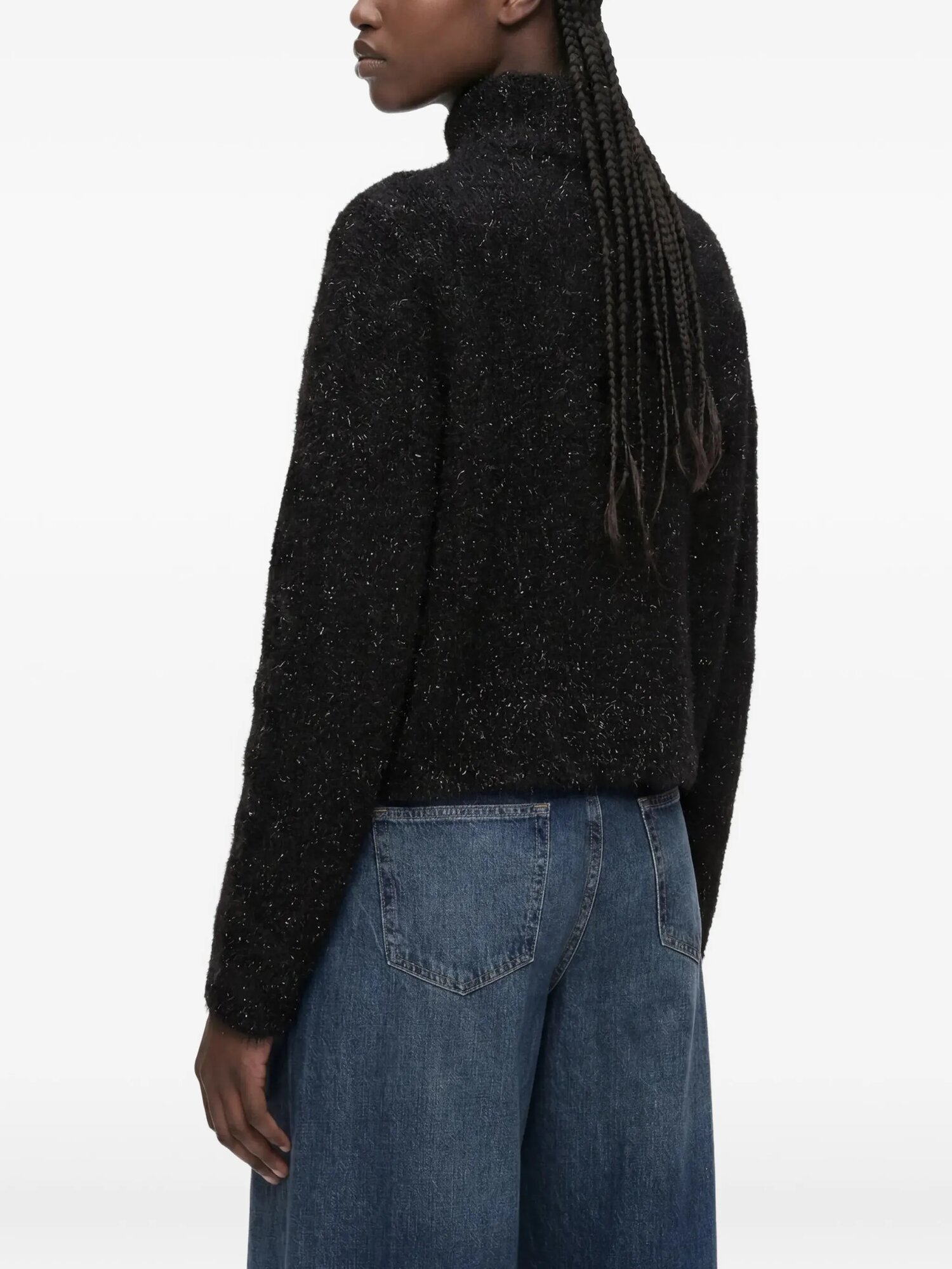 Свитер KARL LAGERFELD JEANS Half-zip fluffy-knit sweater, размер 34 — фото 1