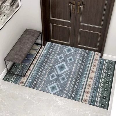 Ультратонкий ПВХ коврик 1,5 мм для двери 80x120 см, резаемый, этнический узор 'Цветы'
