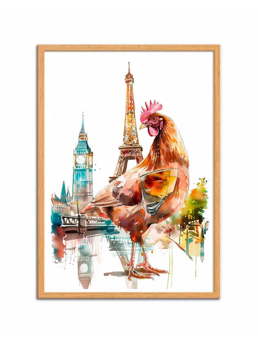 Курица-птица Пьет Вино 2, Плакат 30x42см