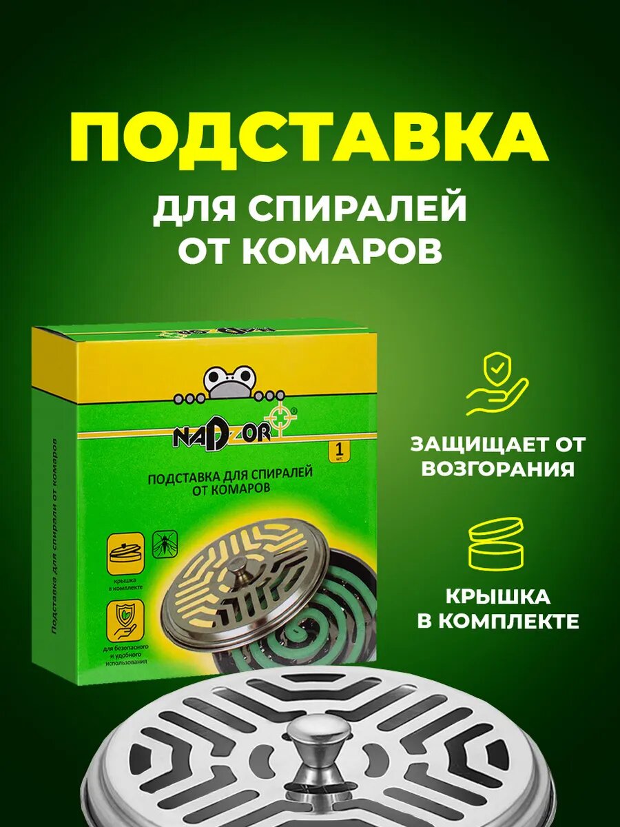 Подставка для спирали от комаров и мошек Nadzor с крышкой в комплекте
