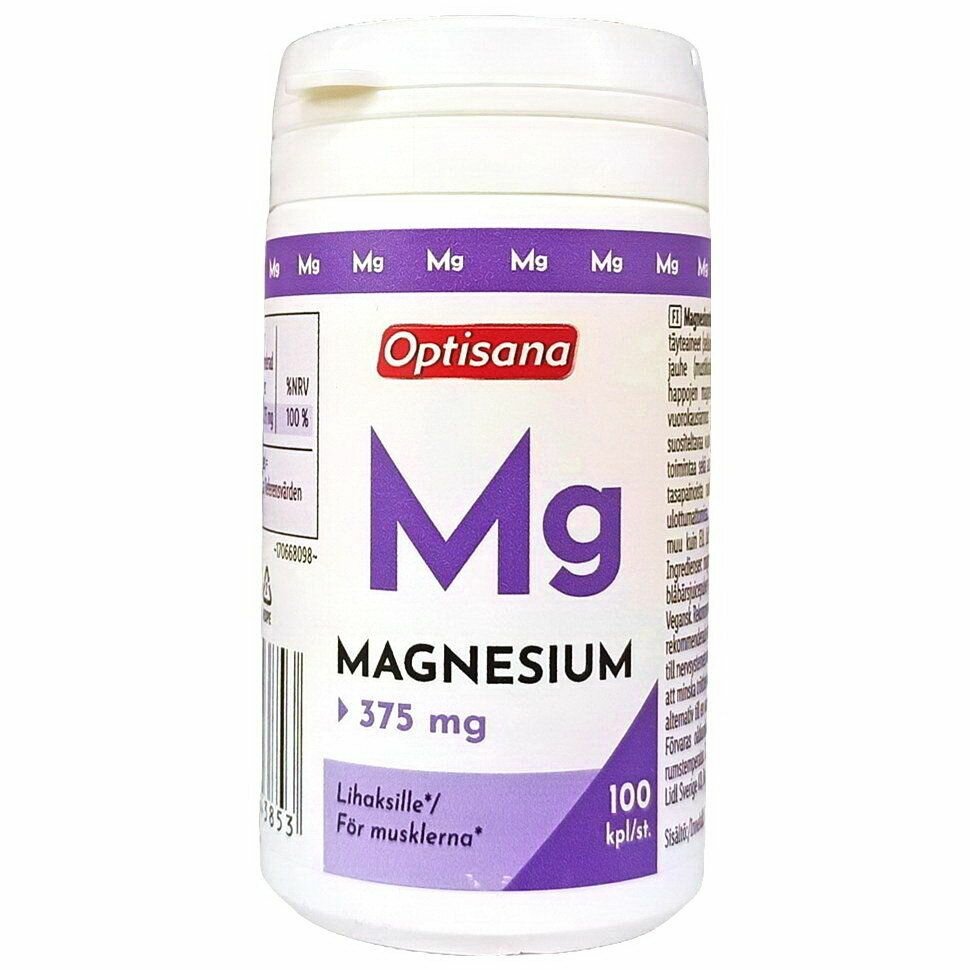 Магний OPTISANA MAGNESIUM 375мг 100 таб (Финляндия)