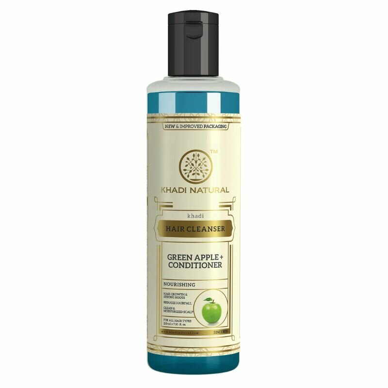 Шампунь и кондиционер для волос Зелёное яблоко Кхади (Khadi Green Apple shampoo-conditioner), 210 мл