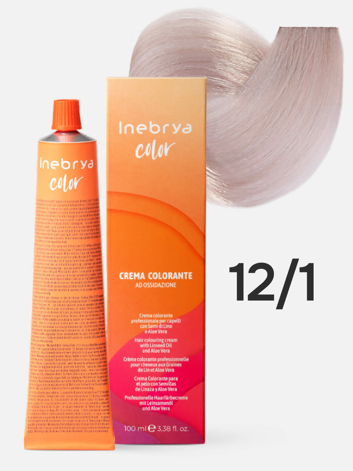 Крем - краска для осветления волос профессиональная Inebrya Color Professional 12/1 Суперосветляющий блонд Пепельный, 100 мл