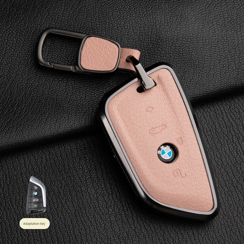 Премиум розовый сакура брелок BMW Blade 4-ключ с квадратной застежкой, французская козья кожа, премиальный аксессуар