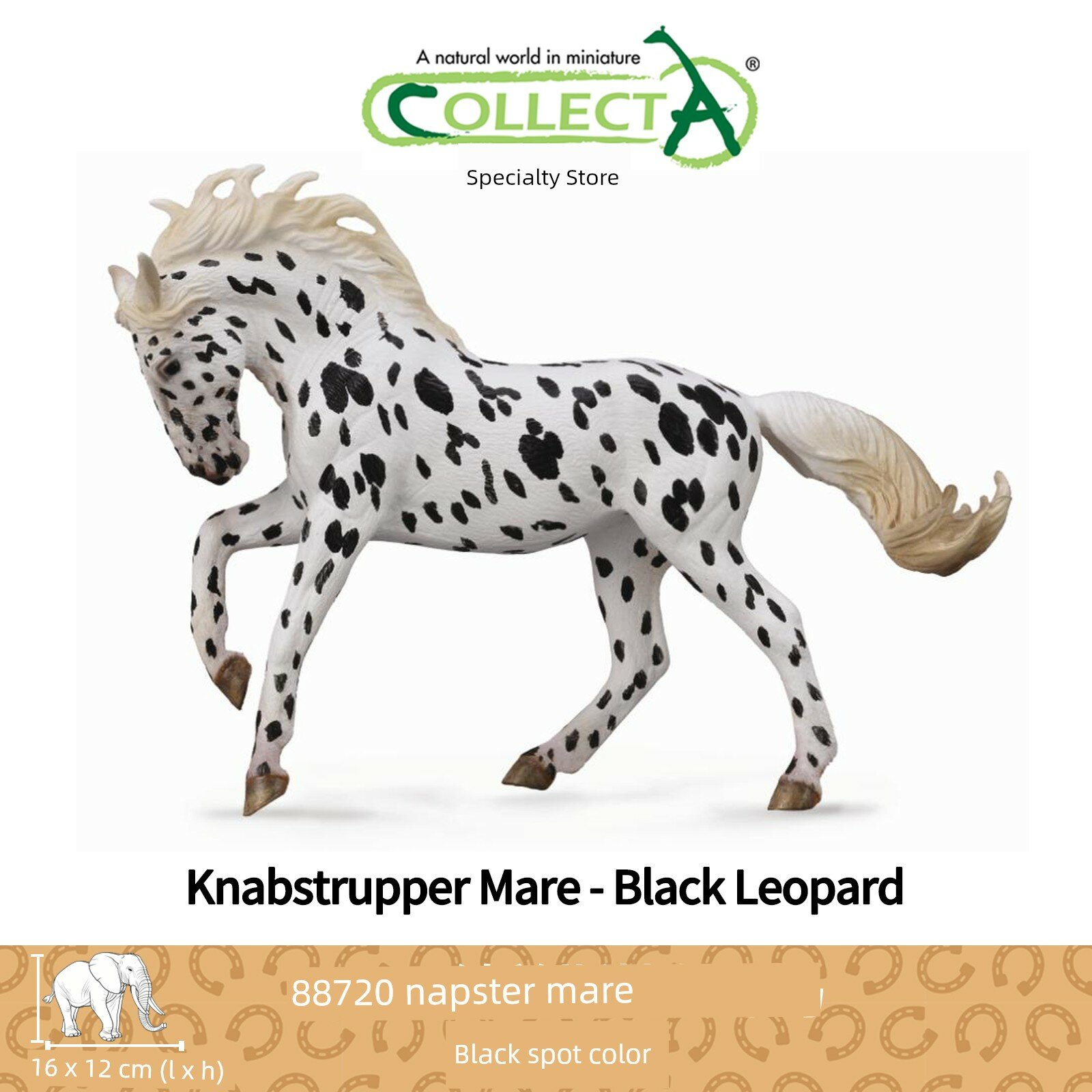 Коллекционная фигурка лошади CollectA, напстур кобыла, черные пятна, масштаб 1:12