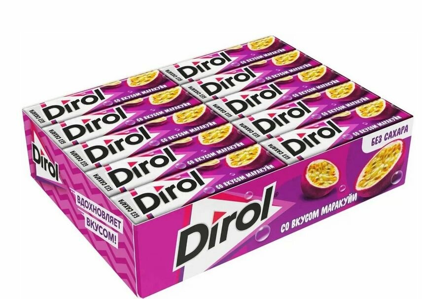 Dirol Жевательная резинка Маракуйя 13,6 г, 30 шт в коробке