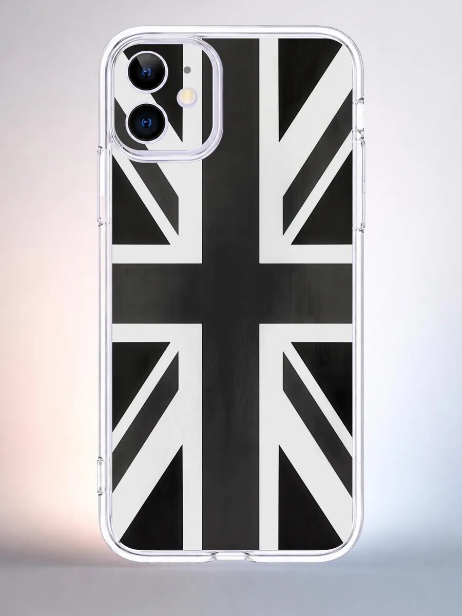 Чехол iPhone 11 британский флаг силиконовый прозрачный