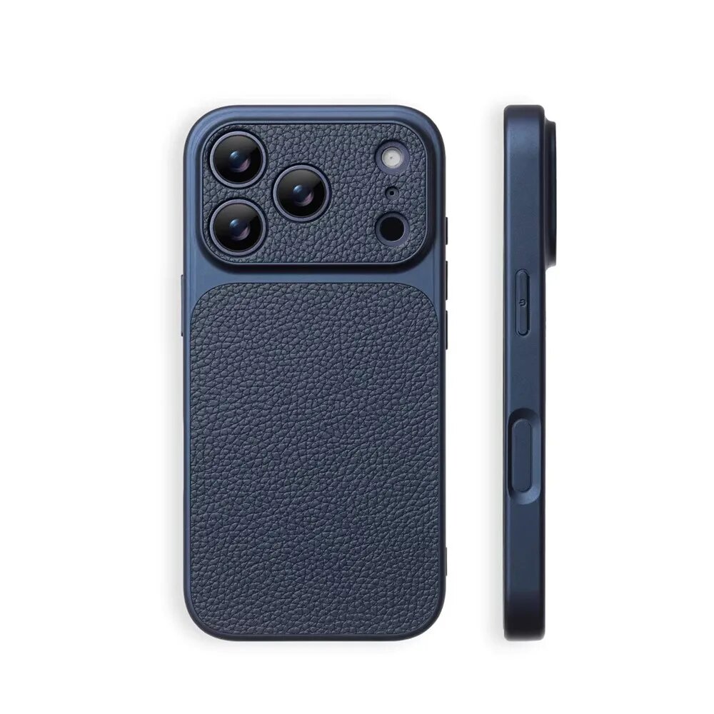 Роскошный кожаный чехол с текстурой для iPhone 17, 16, 15 Pro Max, 17 Pro, iPhone17 Про, Синий, Blue