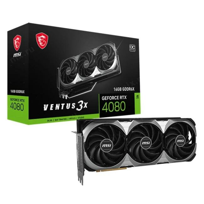 MSI GeForce RTX 4080 16GB VENTUS 3X E OC (GeForce® RTX 4080) 16 Гб, GDDR6X, 256 бит, PCI Express, 2xDP,2xHDMI