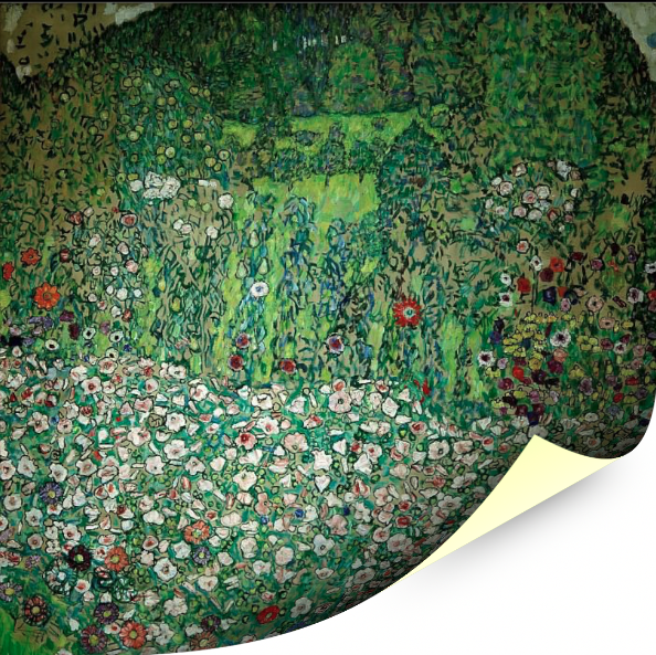 Картина для интерьера "Парк у подножия горы", художник Климт, Густав, печать на холсте (40х40 см / без подрамника)