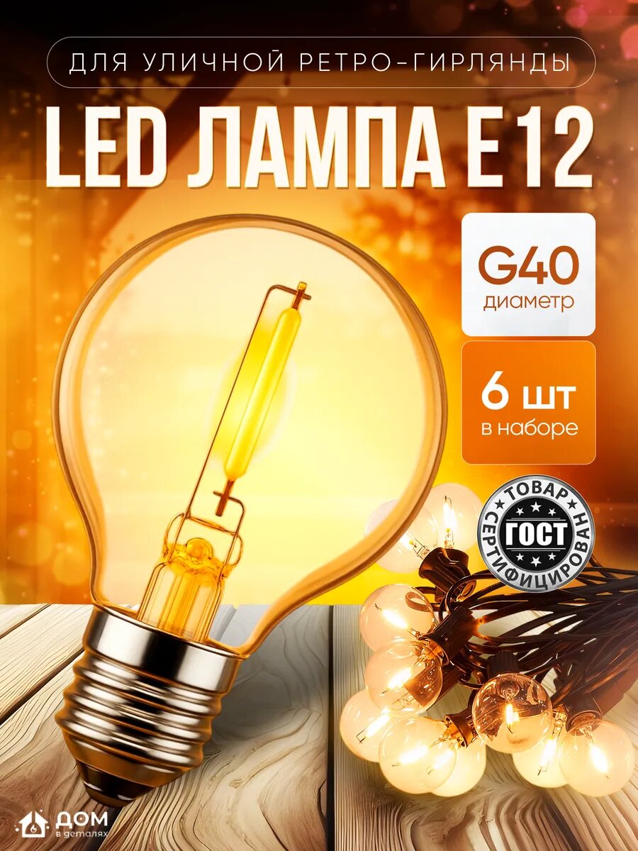 Лампочки для уличной ретро гирлянды e12