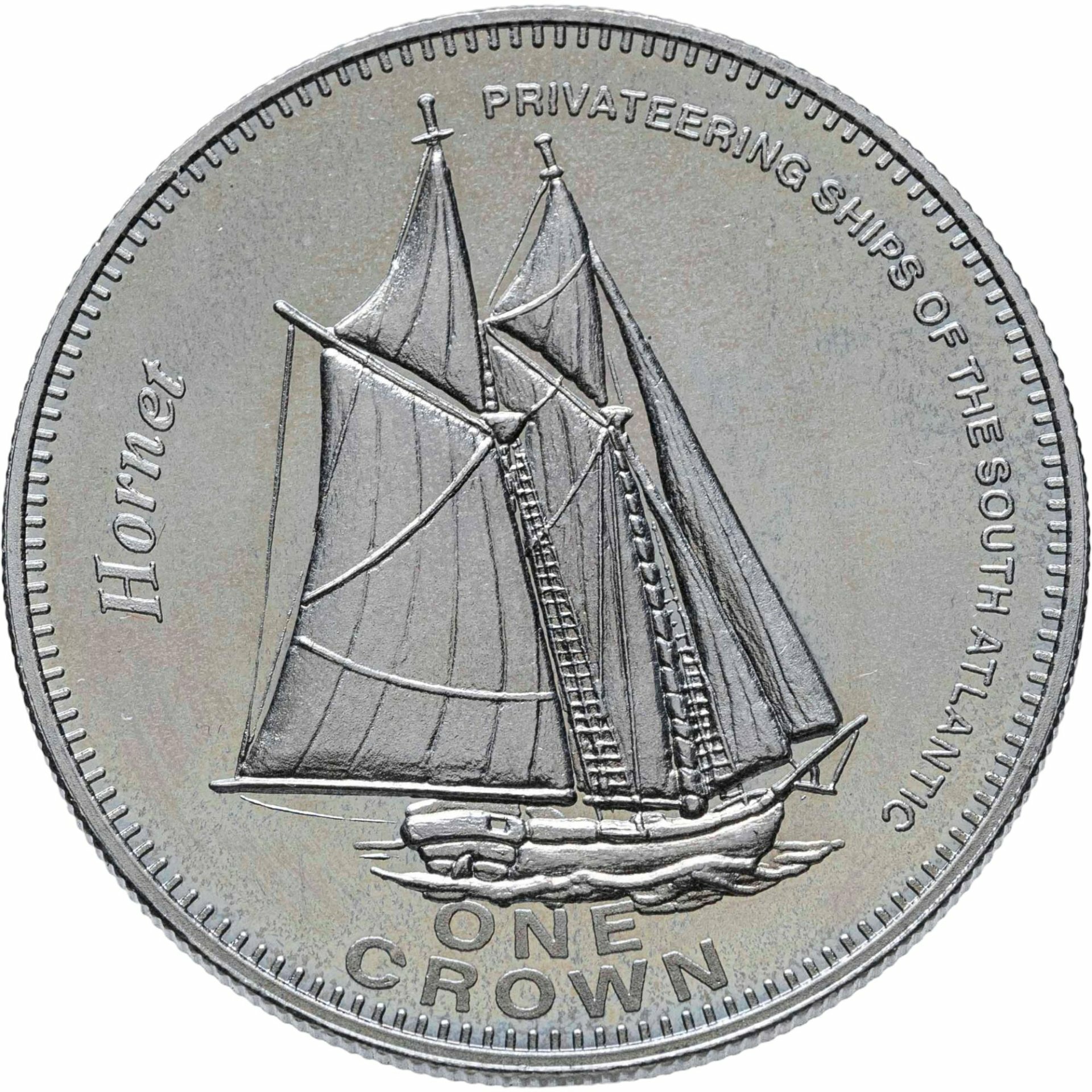 Тристан-да-Кунья, 1 крона crown 2006 Корабли-приватиры Южной Атлантики - "Hornet", Мельхиор медь-никель, в сохранности BUNC