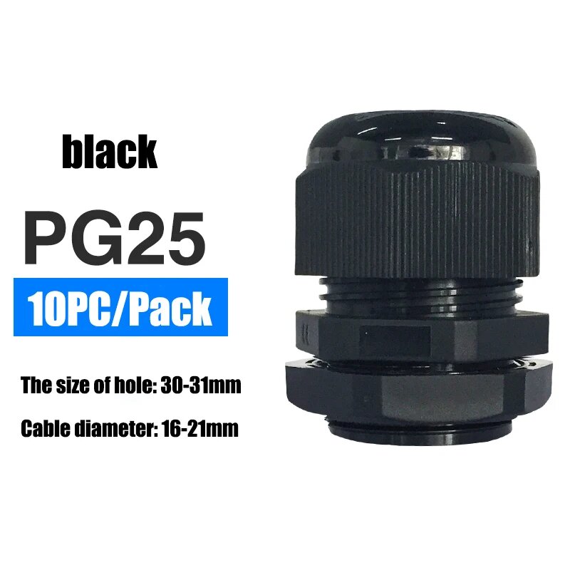 Кабельный ввод PG25 Black, 10 шт.
